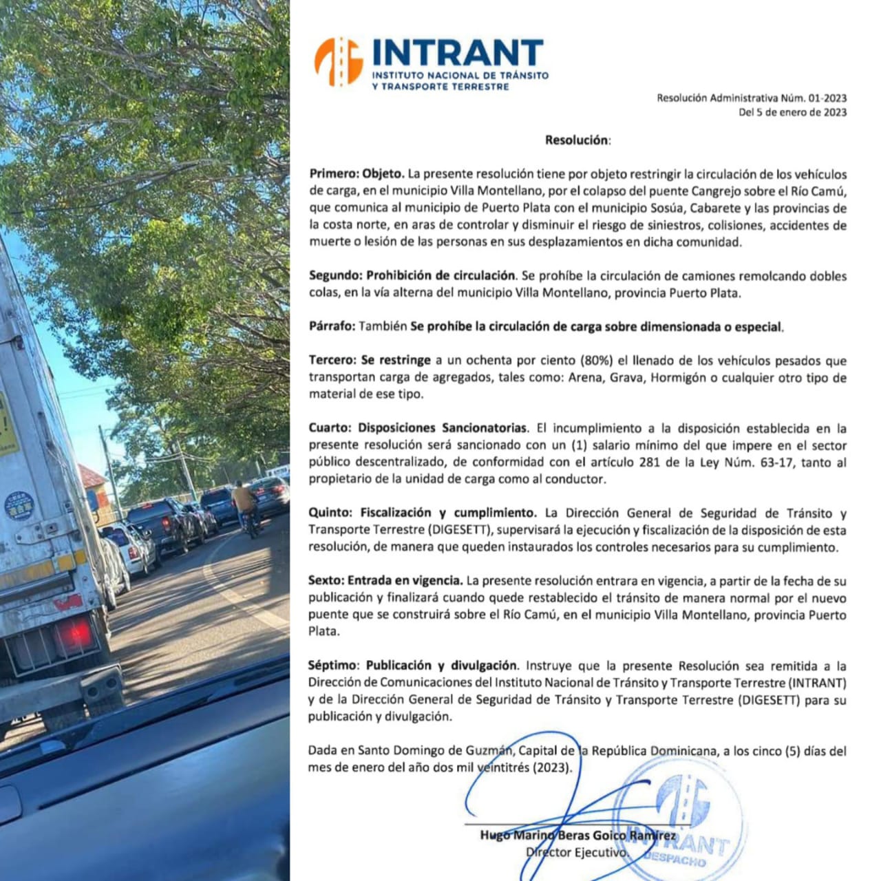 INTRAN emite resolución sobre circulación transporte de carga por ...